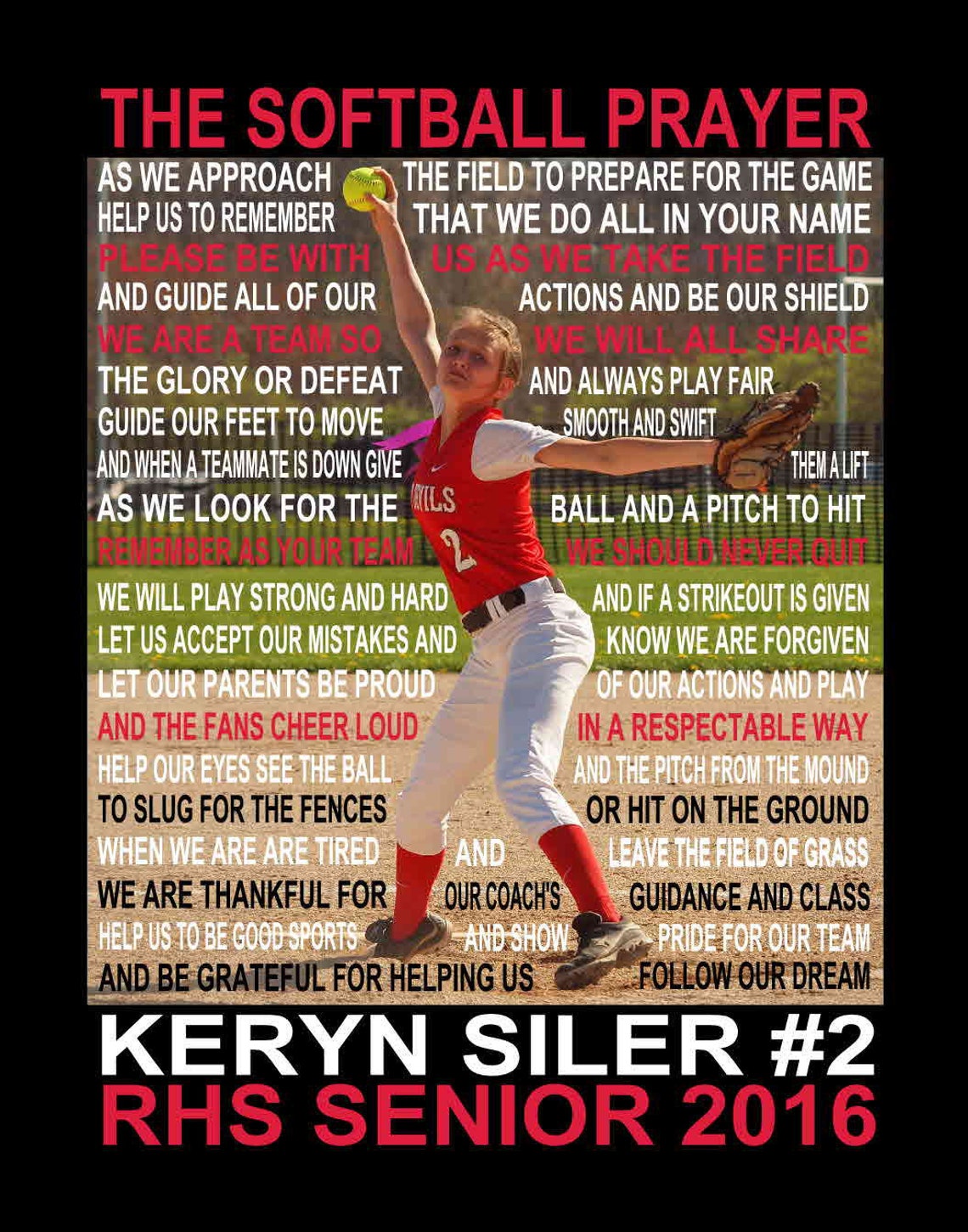The Softball Prayer Personalized With Photo Softball Prayer - Etsy