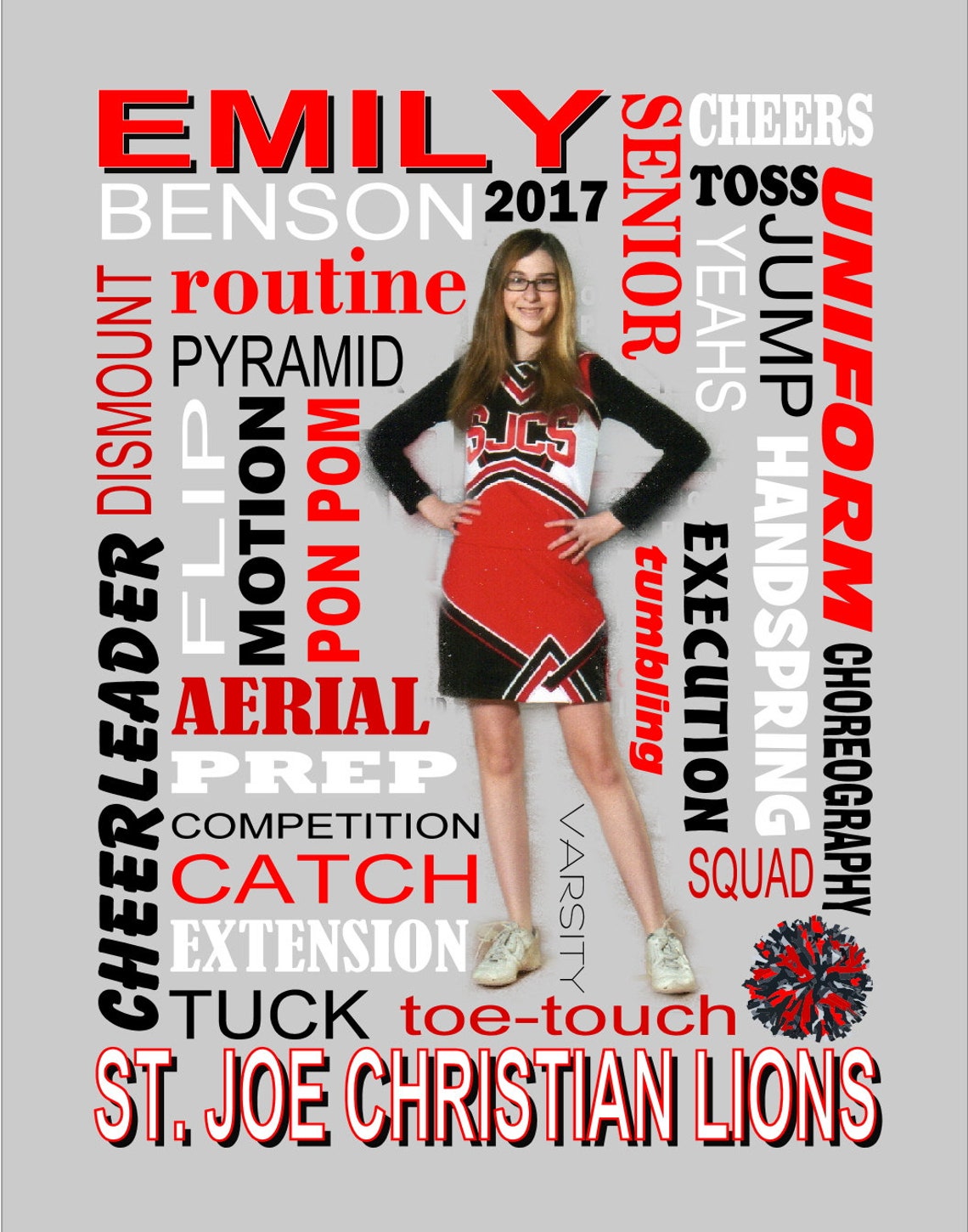 Cheer Word Collage With Photo Cheer Collage Cheer Words - Etsy