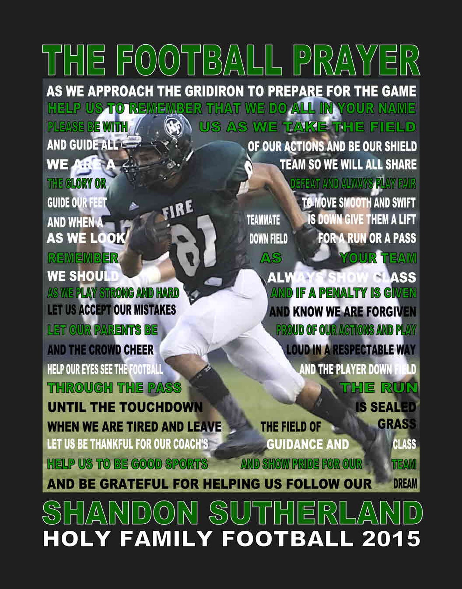 The Football Prayer With Photo Personalized Football Group - Etsy