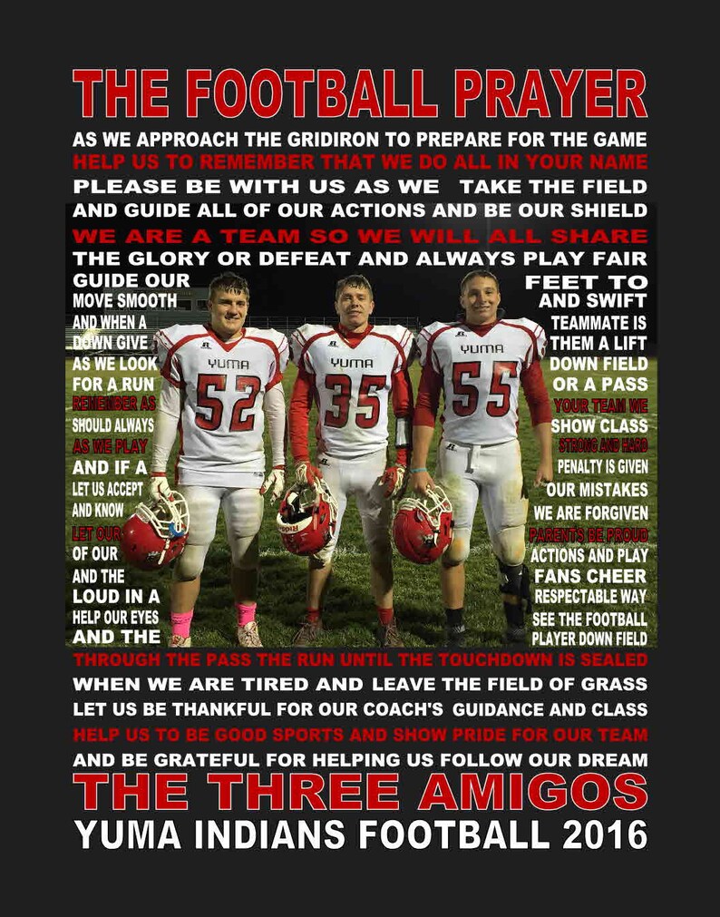 The Football Prayer With Photo Personalized Senior Night - Etsy