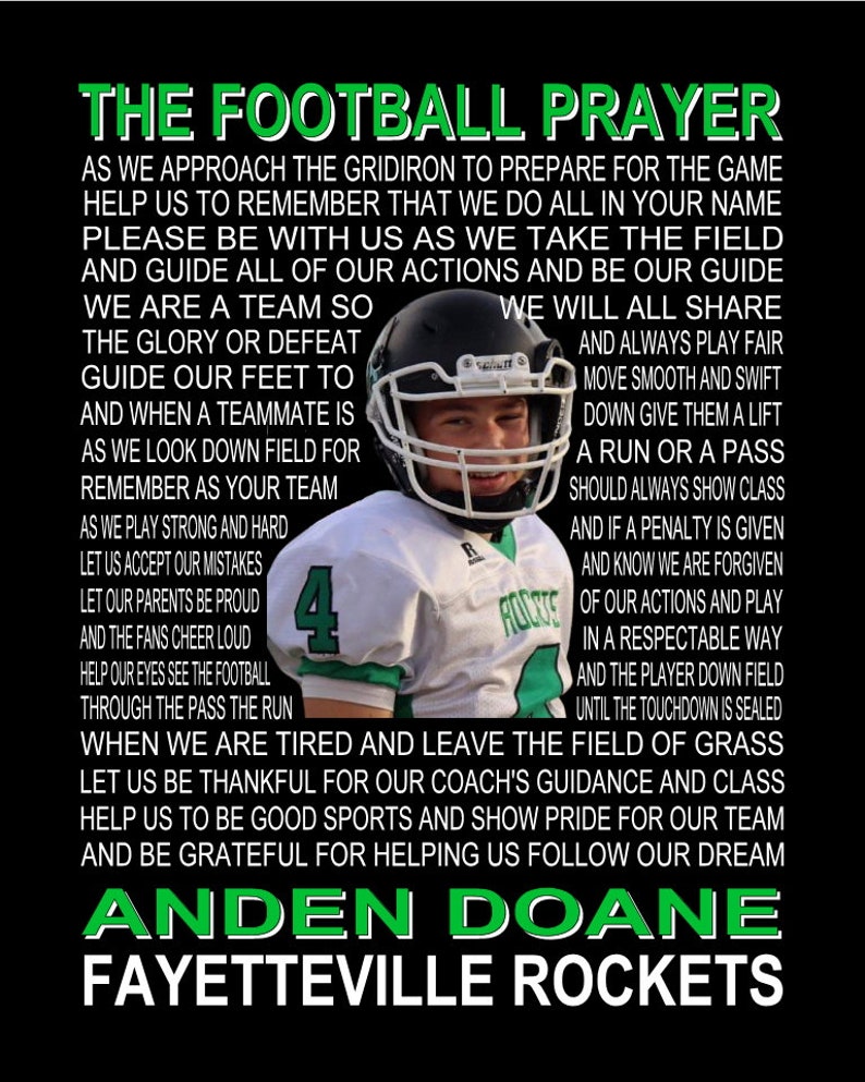 The Football Prayer With Photo Personalized Senior Night | Etsy