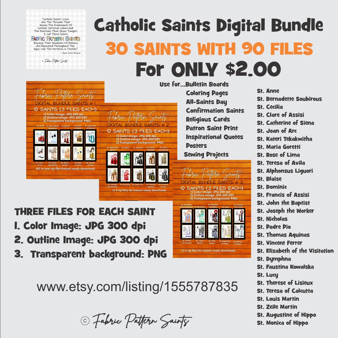 30 Digital Saints Images, Saints 3 Files Each, Saints Color Image ...