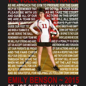 The Volleyball Prayer Personalized With Photo, Senior Night, Sports ...