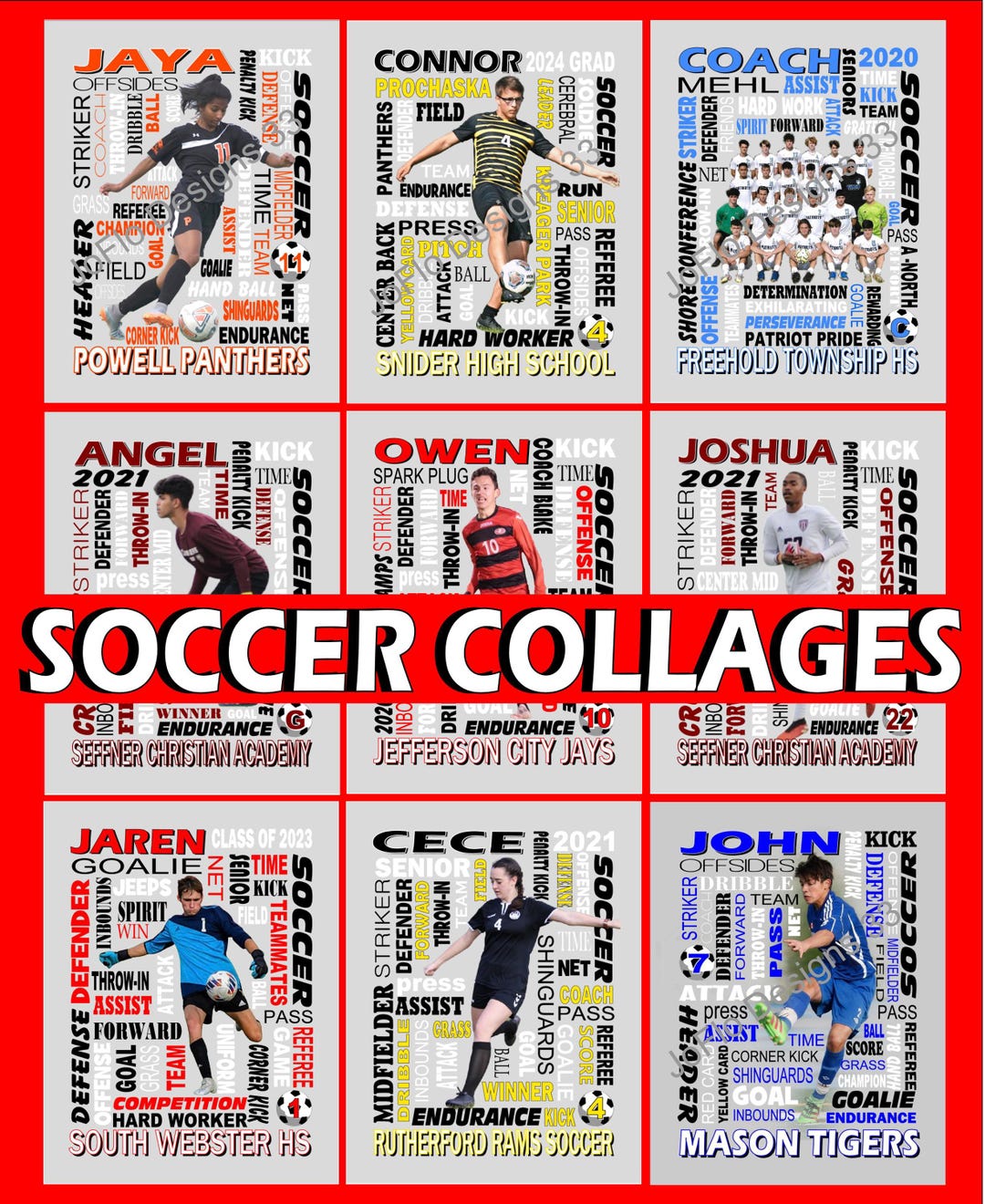 Soccer Collage, Soccer Gift, Custom Soccer Gift, Senior Night, Sports ...