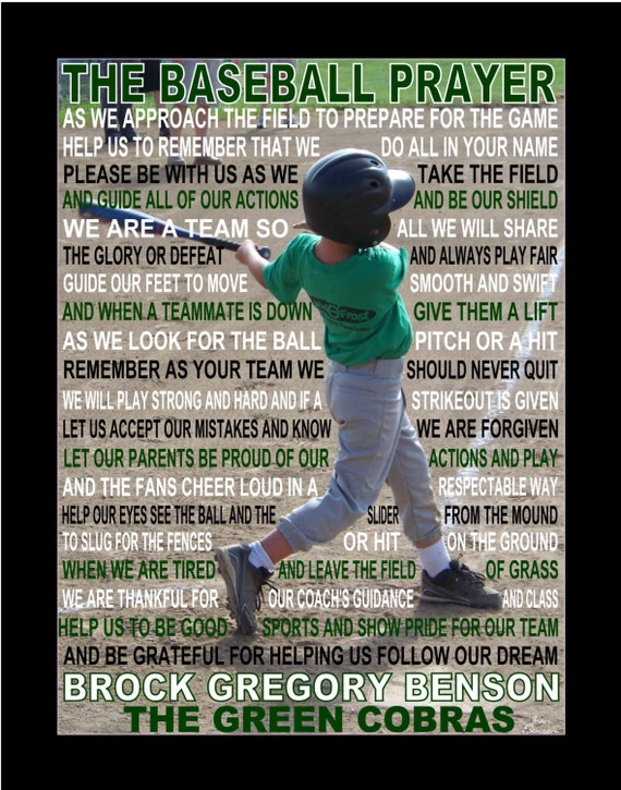 The Baseball Prayer personalized with photo Baseball Prayer | Etsy