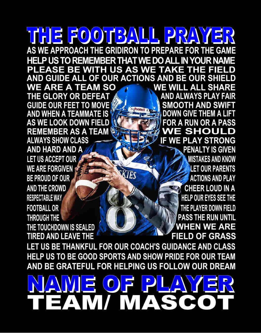 The Football Prayer With Photo Personalized, Senior Night, Sports ...