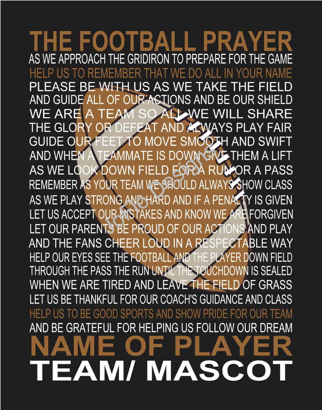 The Football Prayer With Ball Personalized Senior Night, Sports Banquet ...