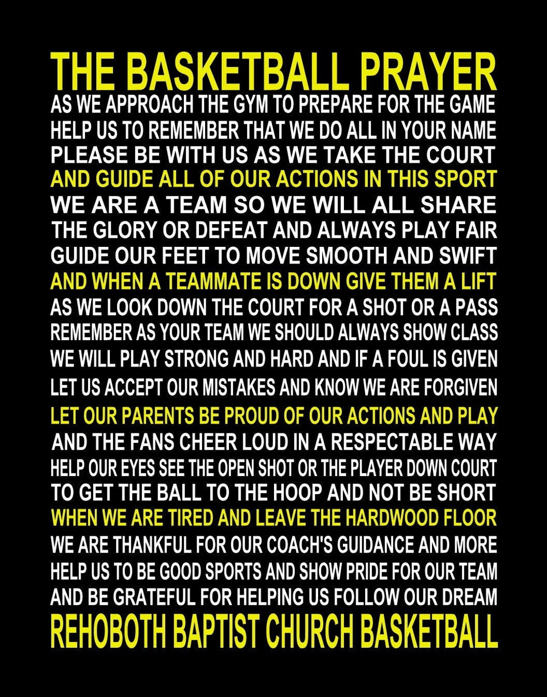 The Basketball Prayer Personalized, Basketball Prayer, Basketball ...