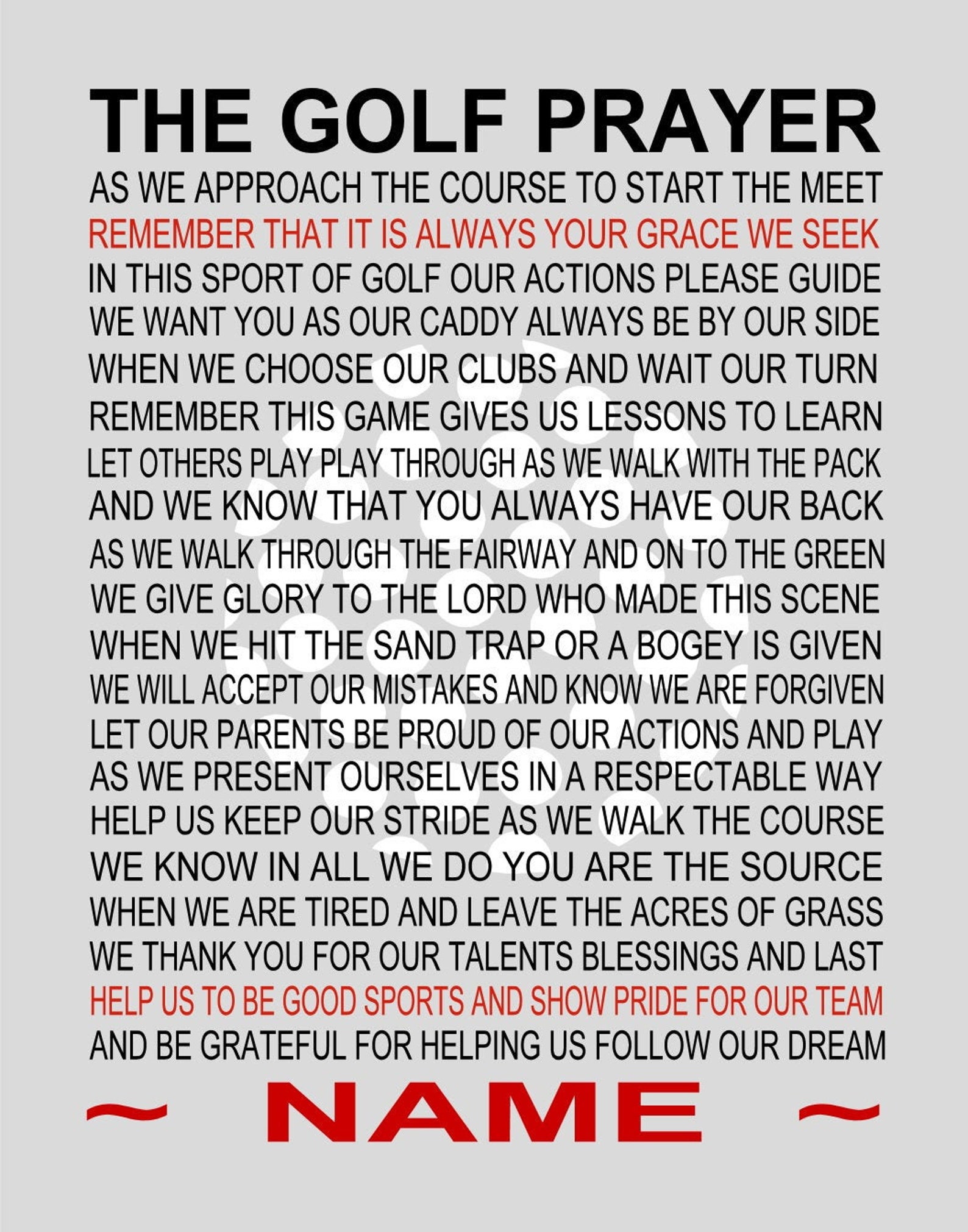 Golf Prayer, Personalized Golf Prayer, Golf Print, Golf Poster, Golf ...