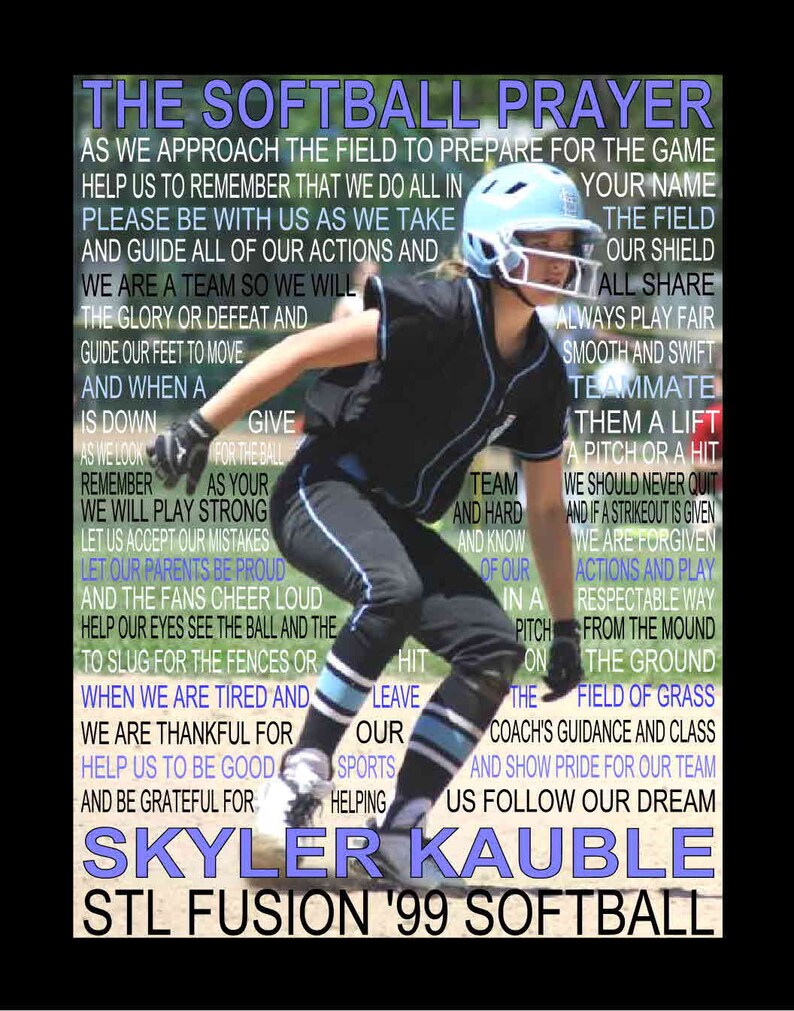 The Softball Prayer Personalized With Photo Softball Prayer - Etsy