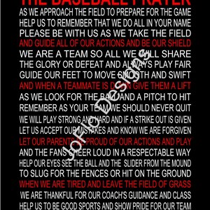 The Baseball Prayer Personalized With Mascot, Baseball Prayer, Baseball ...