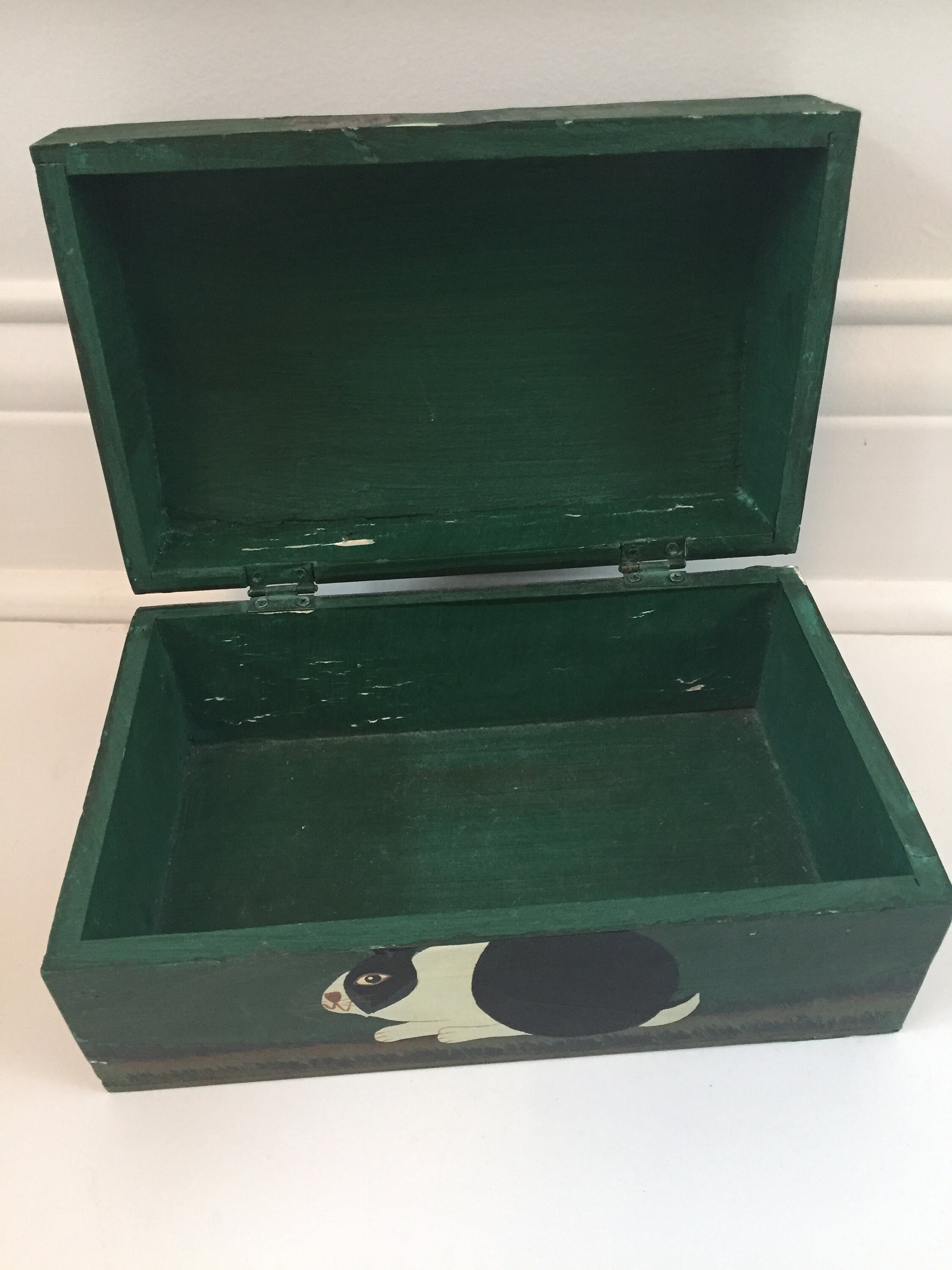 Vintage Hand Painted Wood Bunny Rabbit Box | Etsy