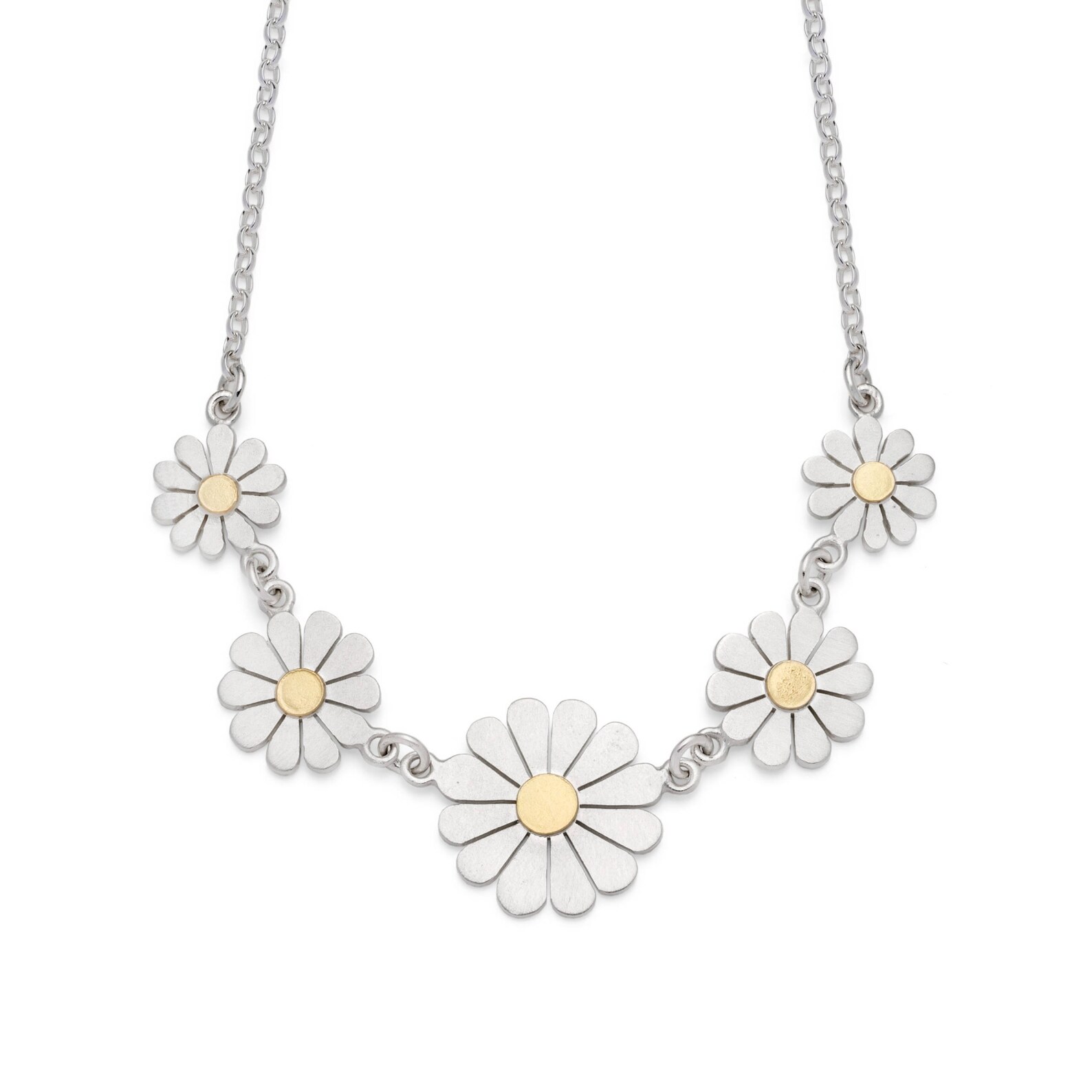 Daisy Chain Necklace in Solid Silver and 18ct Gold - Etsy