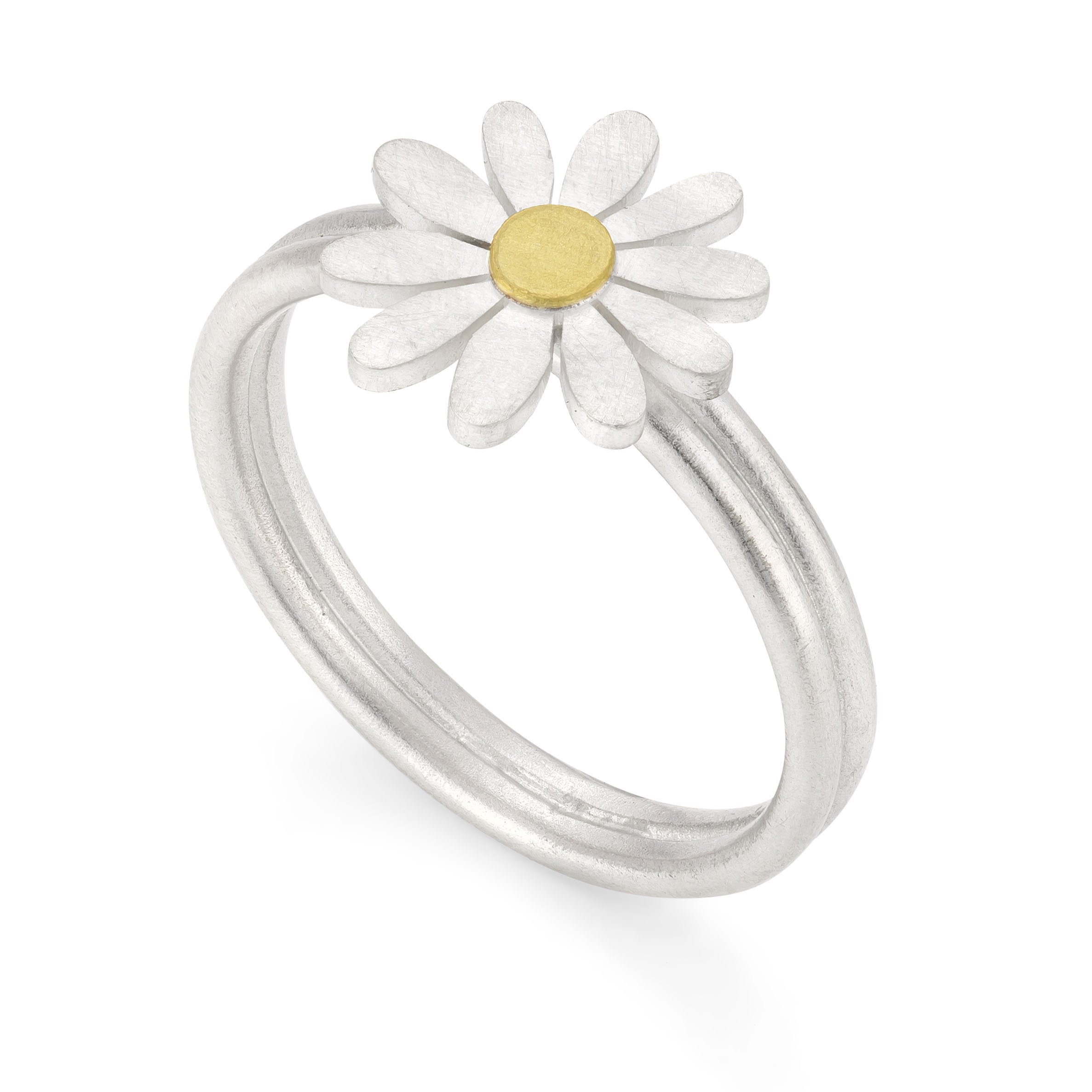 Little Aster Flower Ring in Silver & 18ct Gold - Etsy