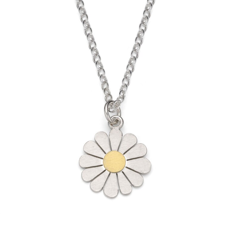 Daisy Necklace in Silver and 18ct Gold - Etsy