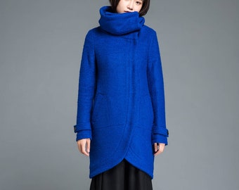 Blue coat winter coat wool coat womens coat midi wool | Etsy