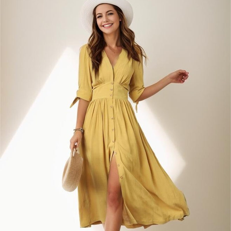 Button Front Dress - Etsy