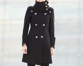 Black Wool Coat, Military Winter Coat, Military Jacket, Wool Black Wool Coat, Military Winter Coat, Military Jacket, Wool