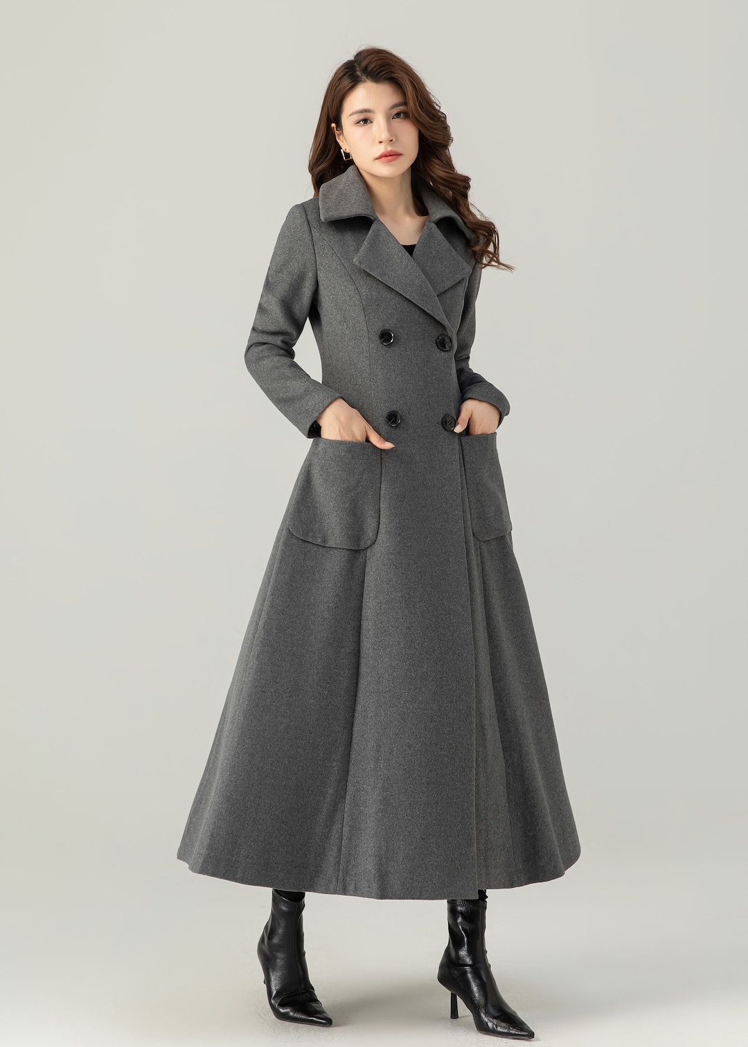 Double Breasted Wool Coat, Long Wool Coat, Winter Wool Coat, Womens ...