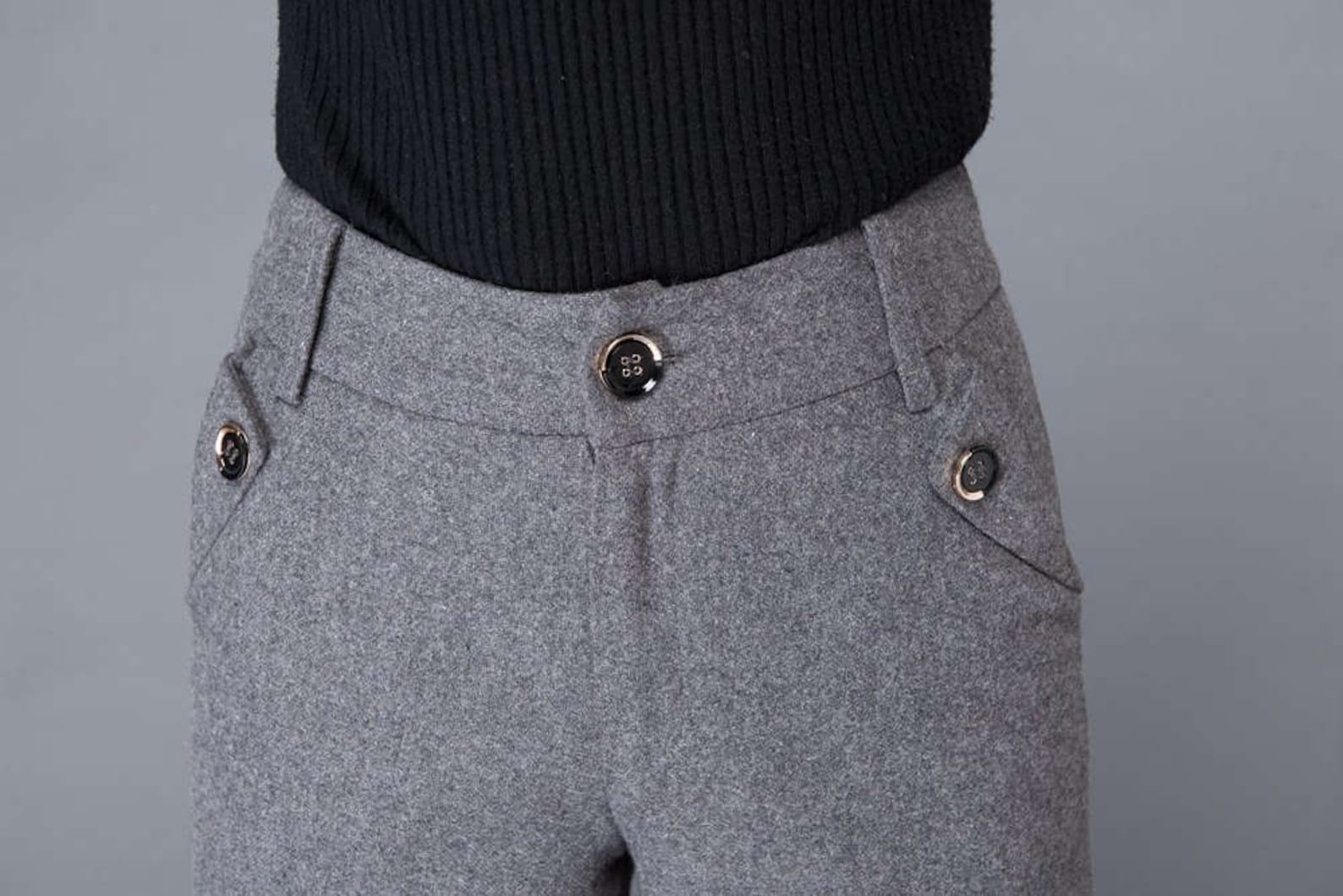 Gray Wool Pants High Waisted Pants Maxi Pants Wool Pants | Etsy