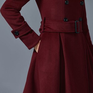 Wine Red Coat, Wool Coat, Winter Coat, Ladies Coat, Double Breasted ...