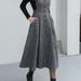 Wool Button-up A-line Midi Dress: Chic Grey Fall Winter Dress，custom ...