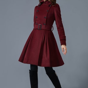 Wine Red Coat, Wool Coat, Winter Coat, Ladies Coat, Double Breasted ...