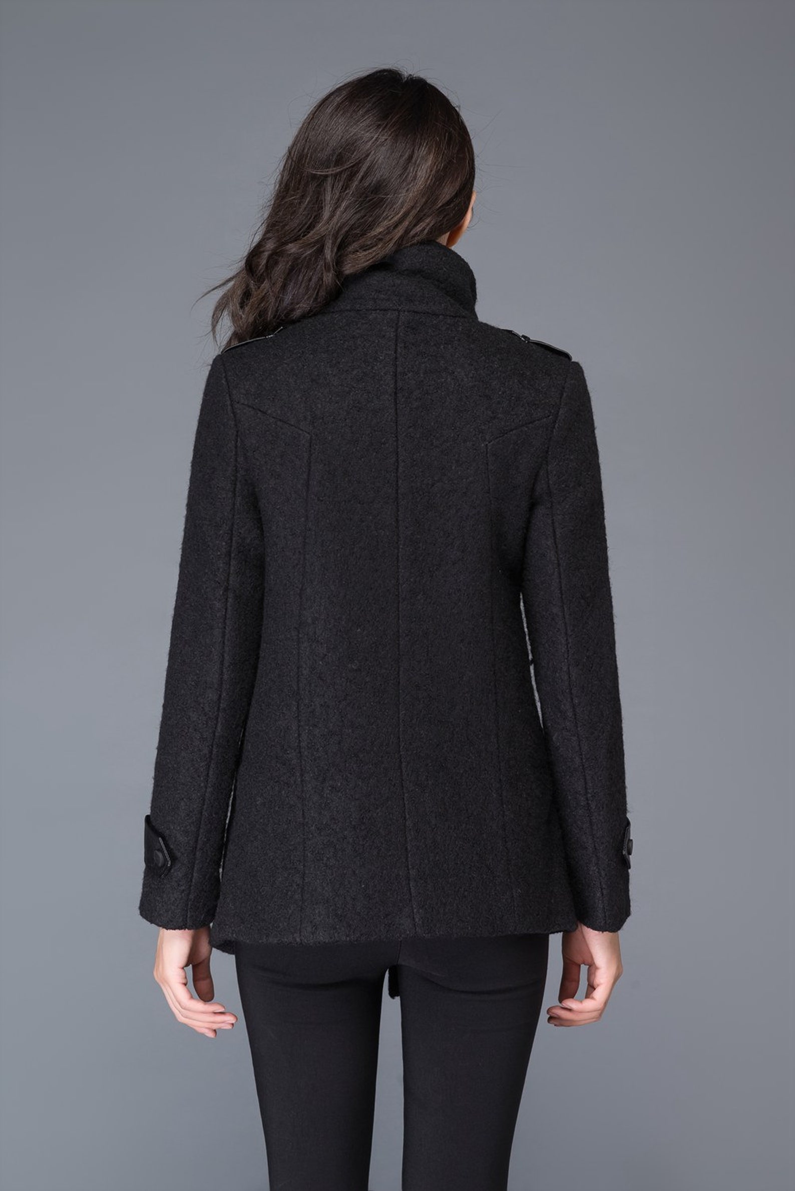 Asymmetrical Wool Coat in Black, Winter Coat Women, Wool Coat, High ...