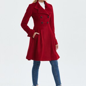 Red wool coat wool coat women military coat winter coat | Etsy