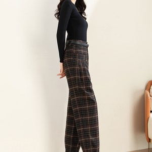 Harem Wool Pants, Wool Tapered Pants, Plaid Pants, Casual Wool Pants ...