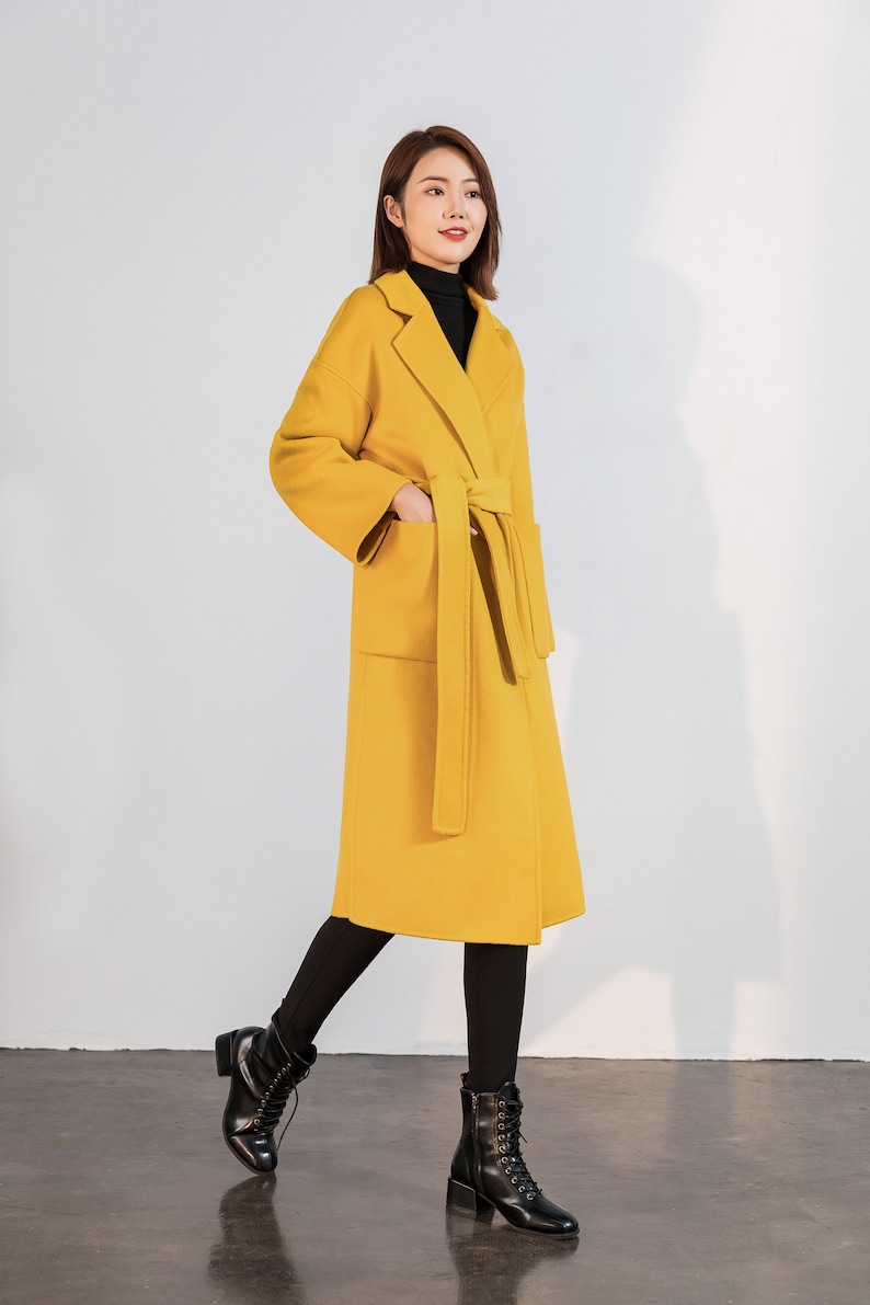 Yellow Wool Coat Wrap Wool Coat Oversized Wool Coat Wool - Etsy
