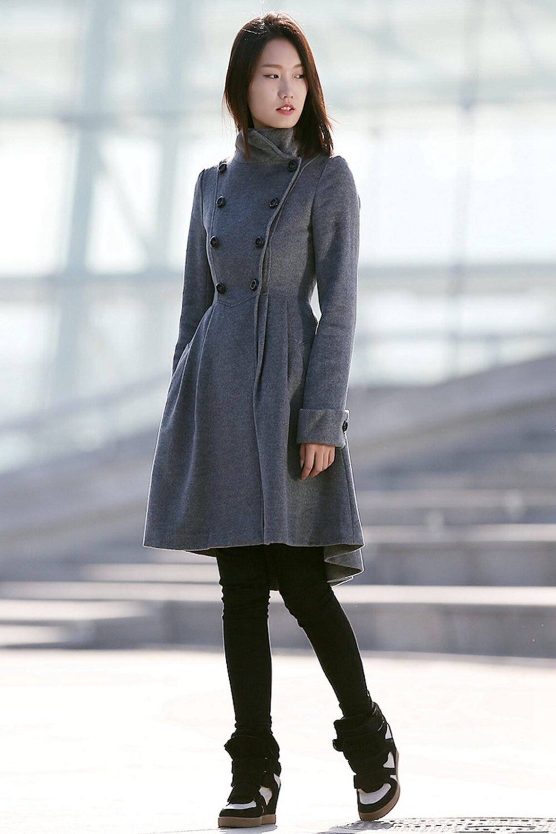 Gray Coat Wool Coat Womens Coat Womens Coat Warm Coat - Etsy
