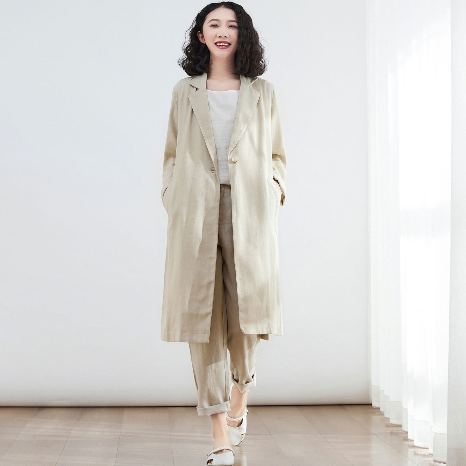 Linen Coat, Long Linen Coat, Linen Long Cardigan Jacket, Women Long ...