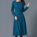 Blue Wool Dress, Womens Winter Dress, Womens Dress, Long Wool Dress ...