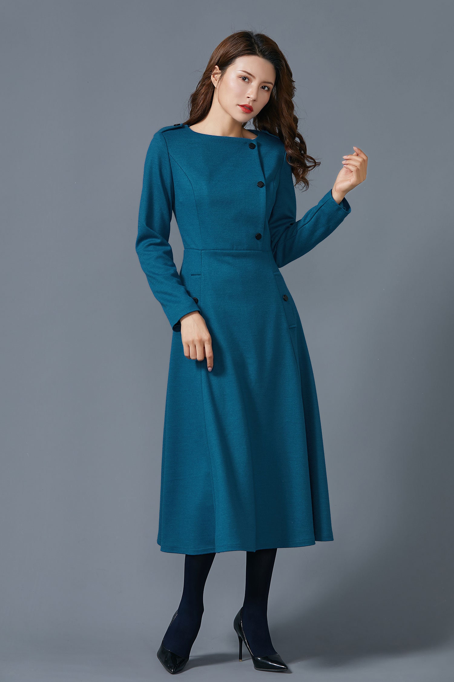 Blue Wool Dress Womens Winter Dress Womens Dress Long Wool - Etsy Canada