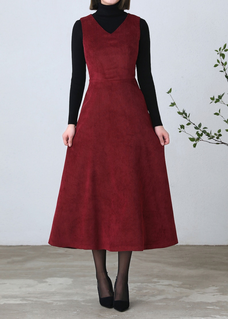 Red Corduroy Dress Womens Sleeveless Corduroy Dress Long - Etsy