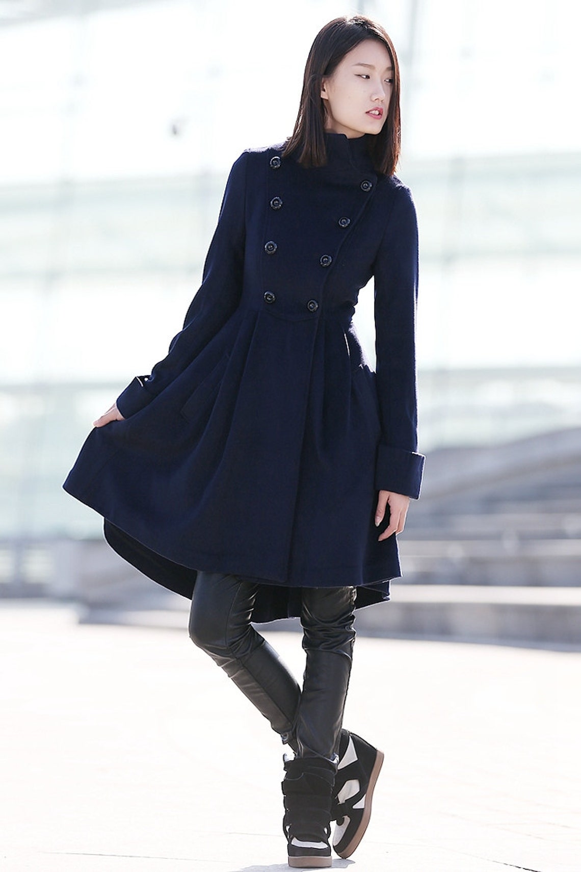 Blue Coat Winter Coat Wool Coat Womens Coat Midi Wool | Etsy