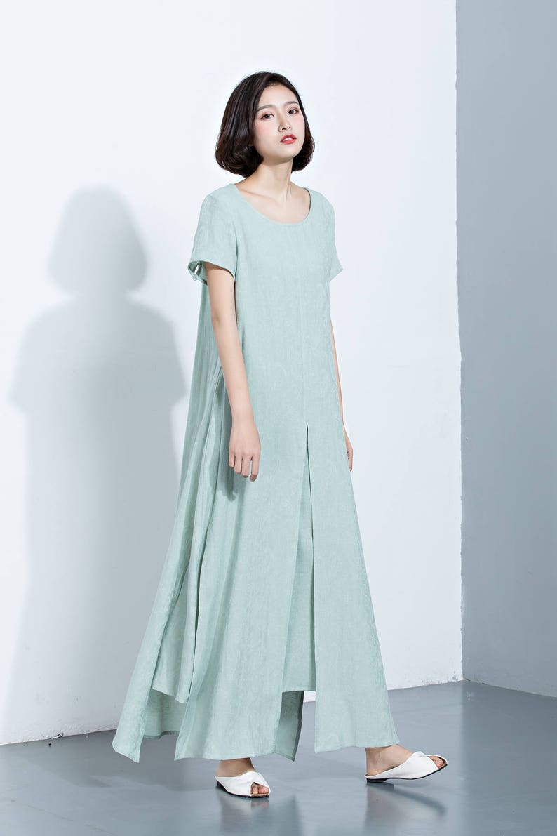 Cotton Linen maxi Dress Plus size dress Summer Dress Short | Etsy