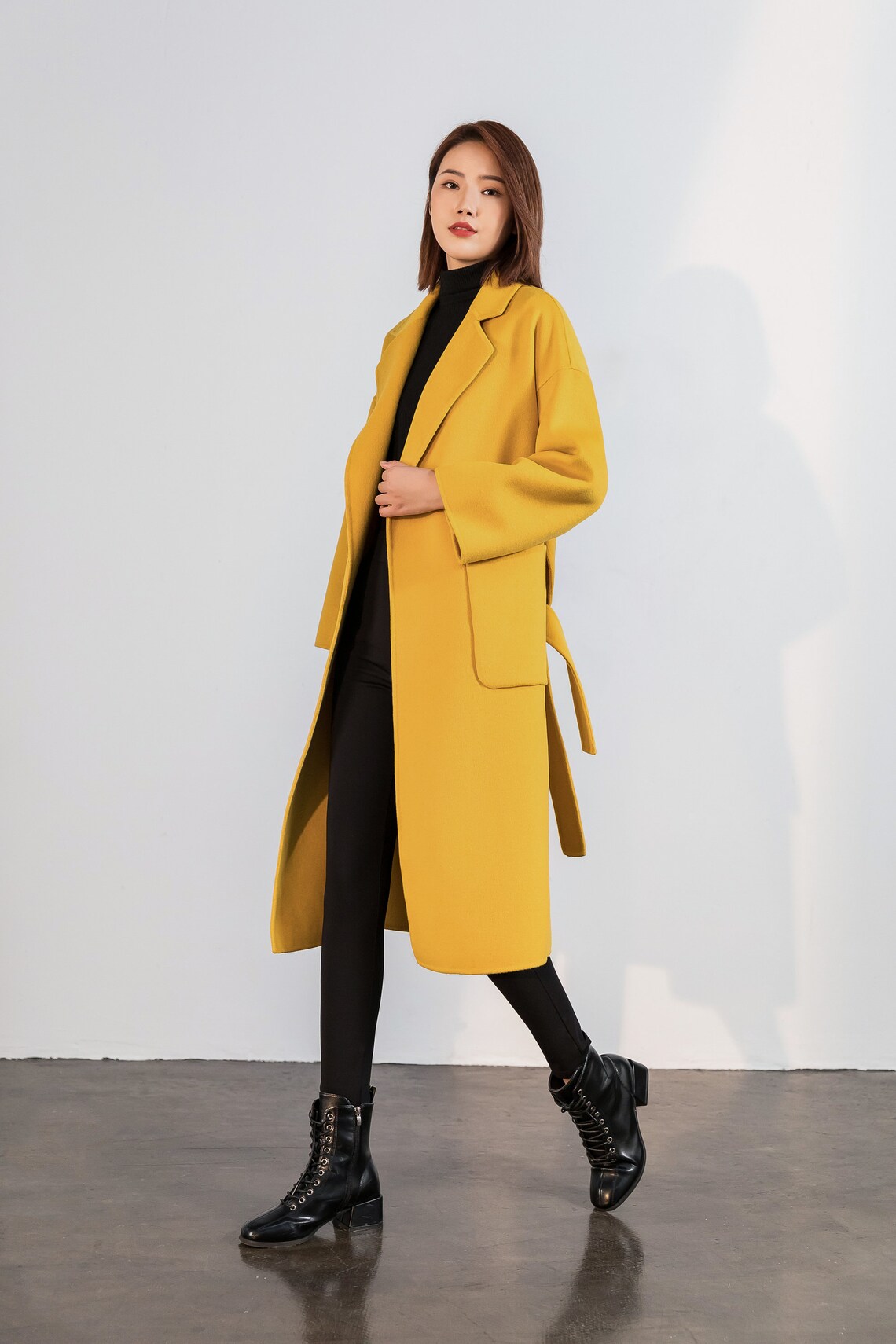 Yellow Wool Coat Wrap Wool Coat Oversized Wool Coat Wool - Etsy