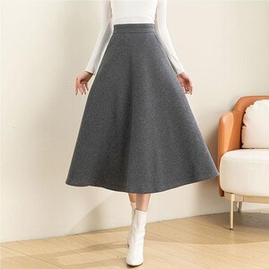 A-line Midi Wool Skirt, Beige Long Wool Skirt, Wool Skirt Women, High ...