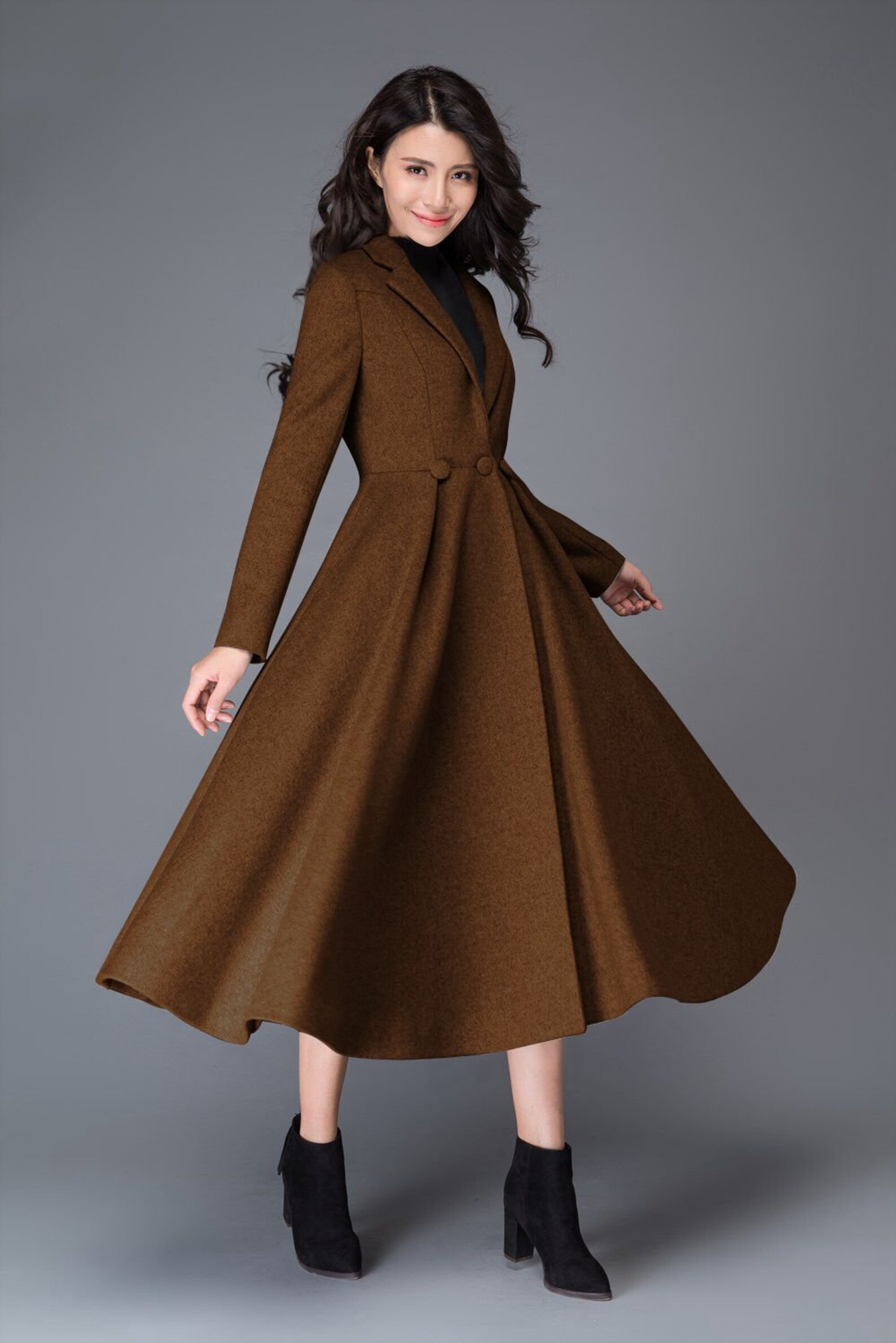 Long Wool Princess Coat Swing Wool Coat Fit &flare Coat | Etsy