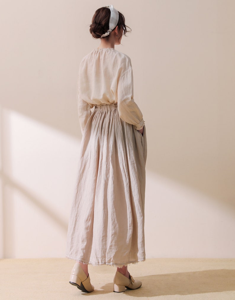 Beige Linen Tops, Linen Blouses, Women's Linen Tops, Linen Top for ...