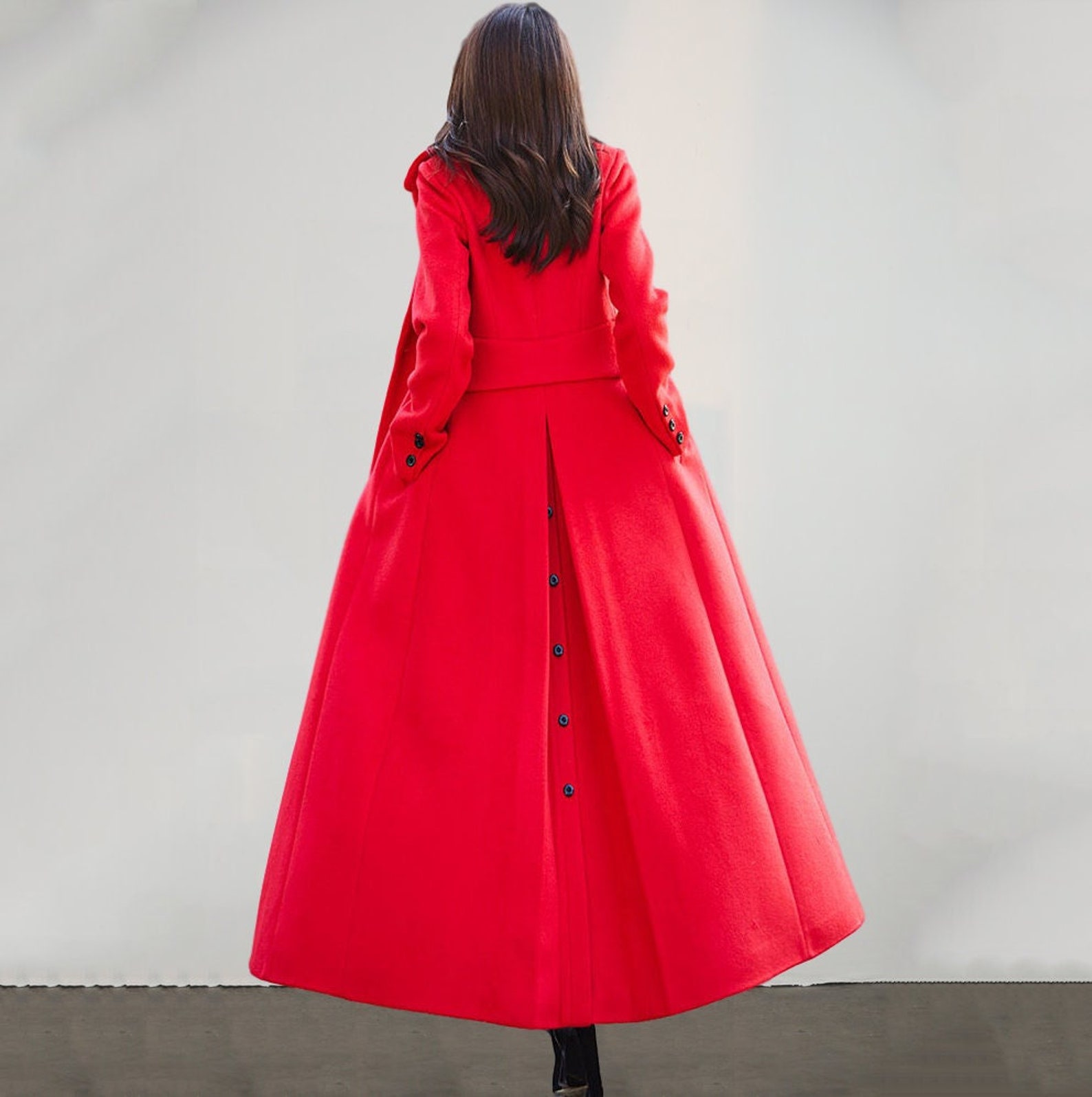 Red Wool Coat Long Wool Coat Double-breasted Wool Coat - Etsy