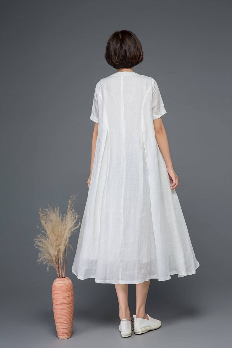 White Linen Dress Maxi Dress Loose Dress Summer Long Dress Etsy