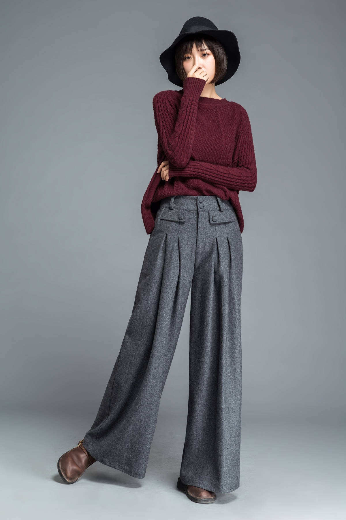 Maxi Pants Gray Pants Wool Pants Winter Womens Pants Warm | Etsy