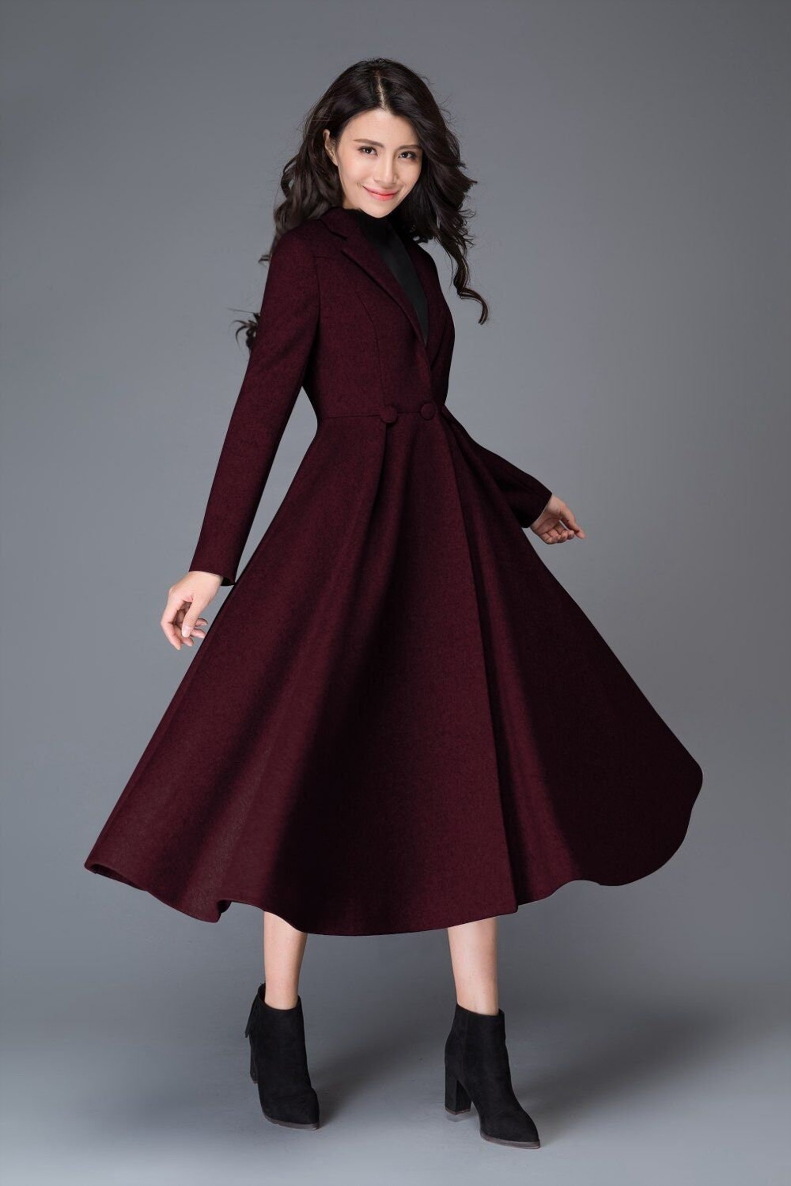 Long Wool Coat Princess Wool Coat Swing Wool Coat Fit - Etsy