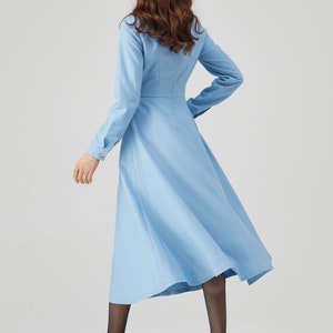 Blue Wool Dress, Winter Dress Women, Fitted Dress, Dress With Pockets ...