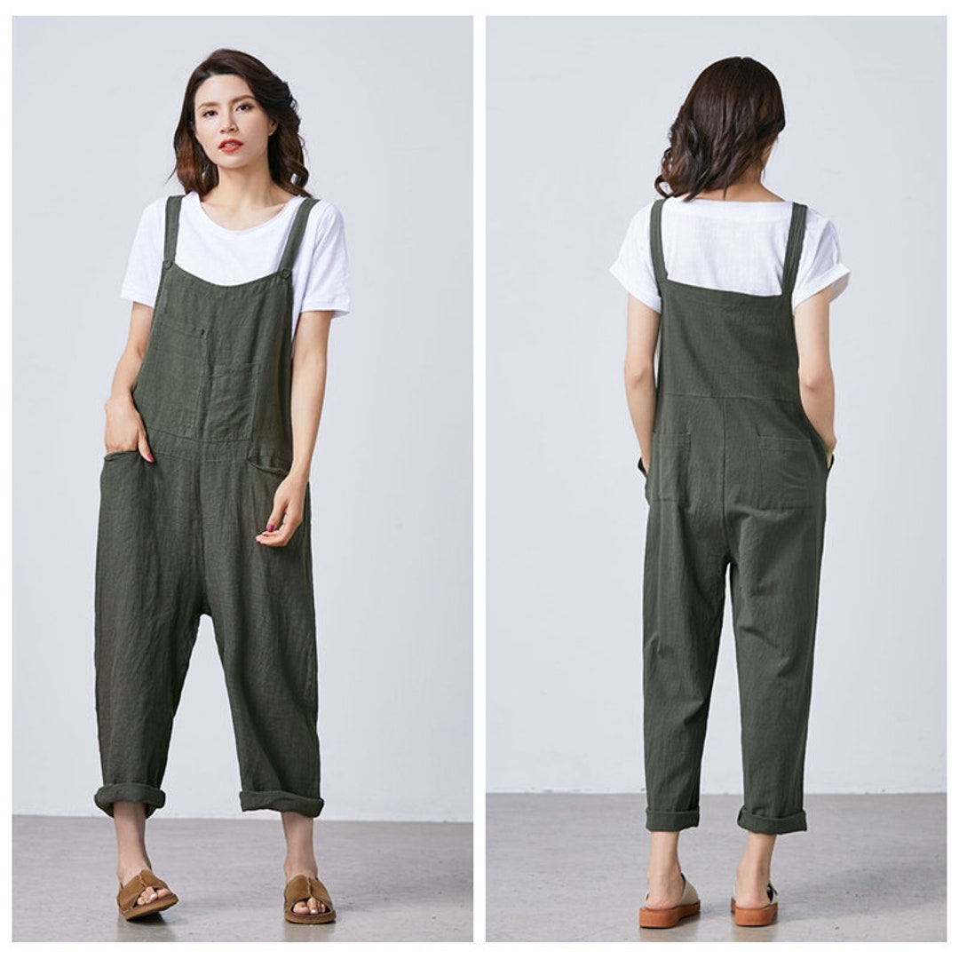 Linen Overalls Women, Linen Jumpsuits, Loose Fit Overalls, Harem Pants ...