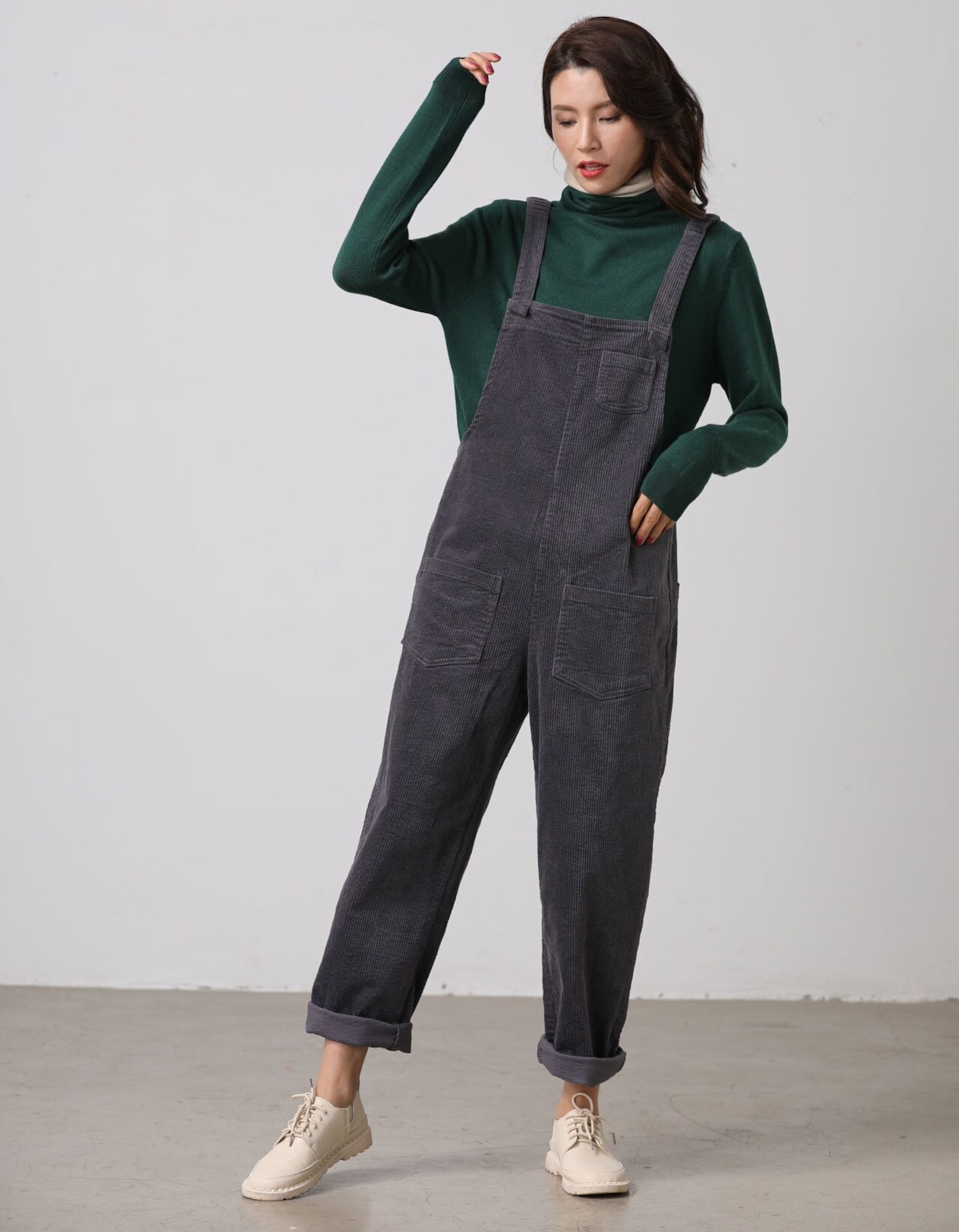 Gray Corduroy Overalls Overalls Women Oversized Wide Leg - Etsy