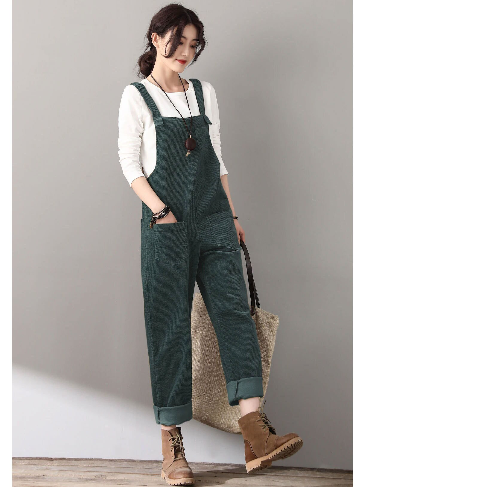 Women's Brown Corduroy Overalls, Casual Handmade Corduroy Women's Brown Corduroy Overalls, Casual Handmade Corduroy